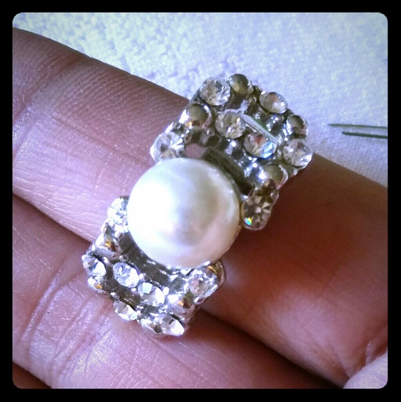 Jewelry | Vintage Faux Pearl Rhinestone Ring | Poshmark